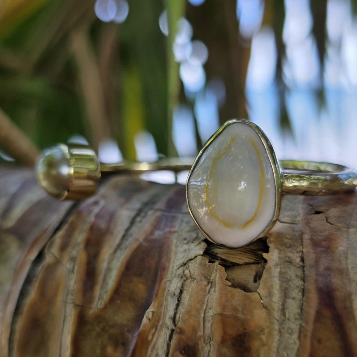 READY TO SHIP Civa Fiji Saltwater Bezel Set Pearl & Shell Cuff - 14k ...