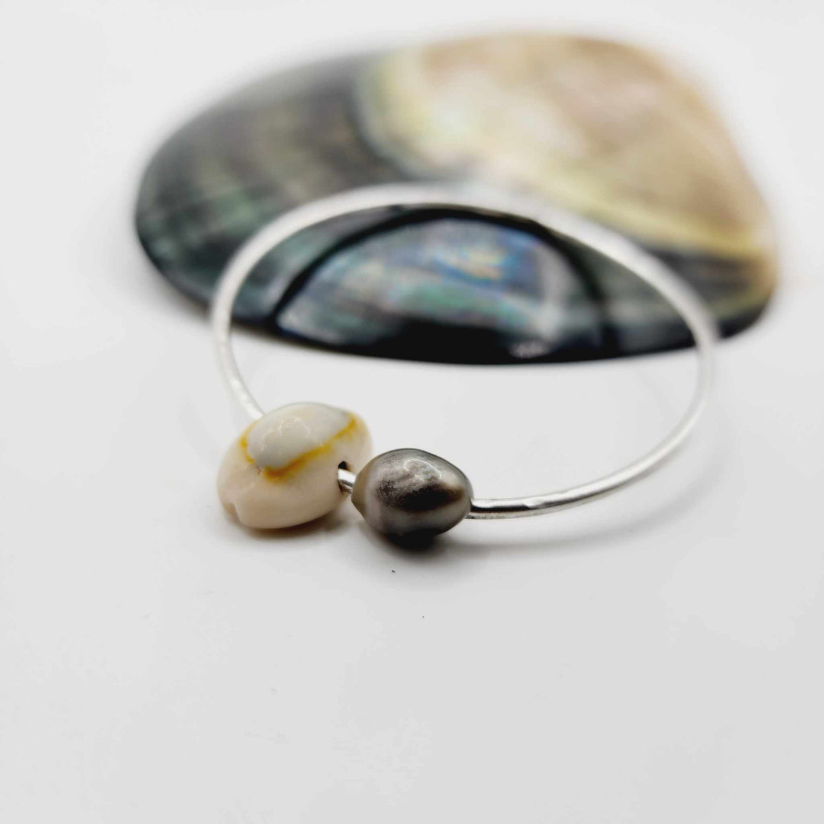 READY TO SHIP Civa Fiji Saltwater Pearl & Shell Bangle - 925 Sterling ...