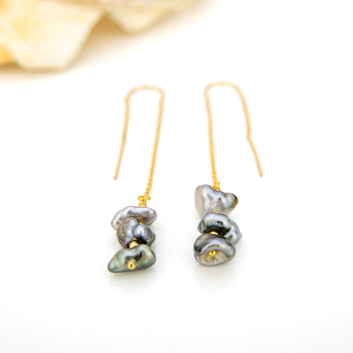 READY TO SHIP Civa Fiji Keshi Pearl Threader Earrings - 14k Gold Fill FJD$