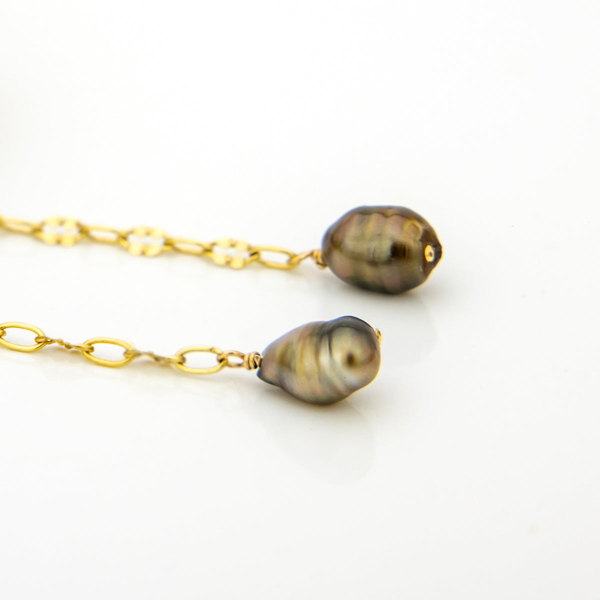 READY TO SHIP Mother of Pearl & Fiji Keshi Pearl Earrings - 14k Gold ...