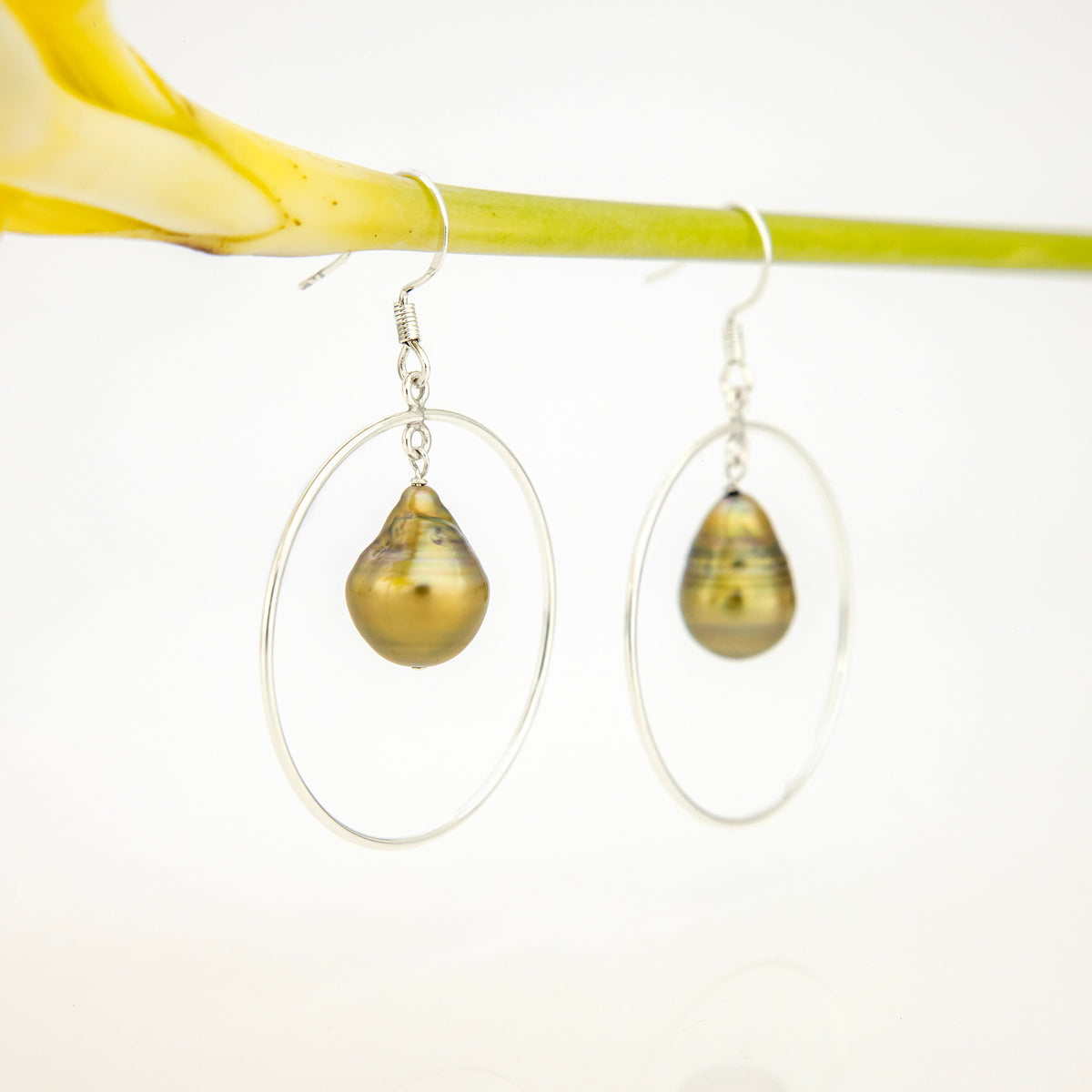 READY TO SHIP Civa Fiji Saltwater Pearl Hoop Earrings - 925 Sterling ...
