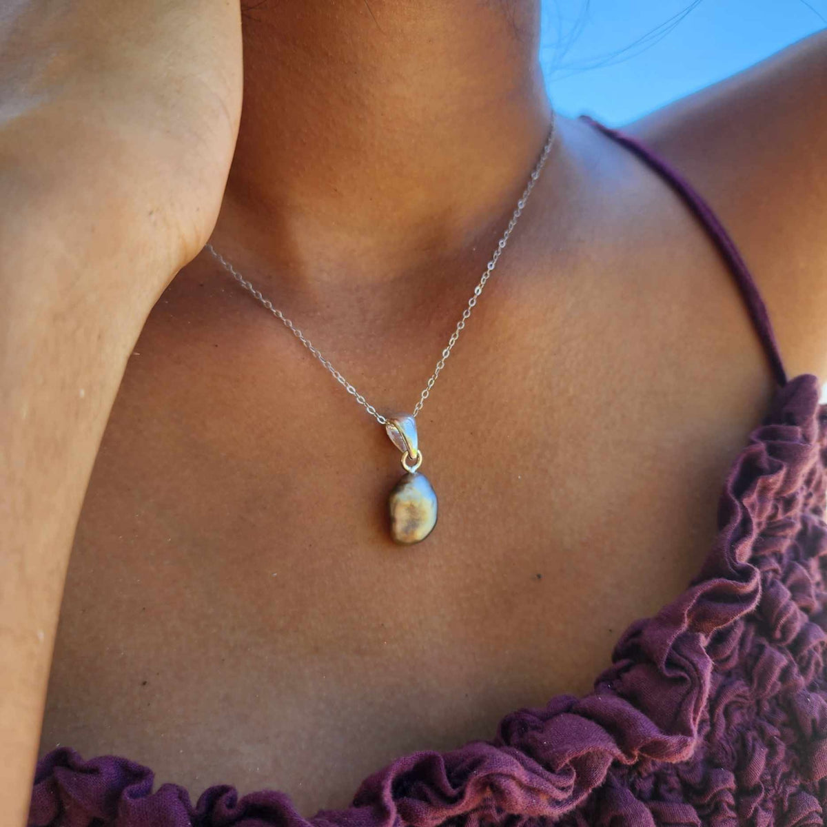 READY TO SHIP Fiji Baroque Saltwater Pearl Necklace - 925 Sterling ...